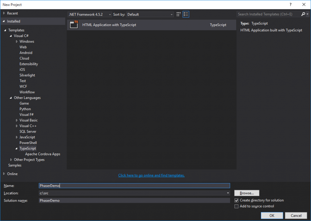 Phaser with Visual Studio 2015 and TypeScript | Doolwind